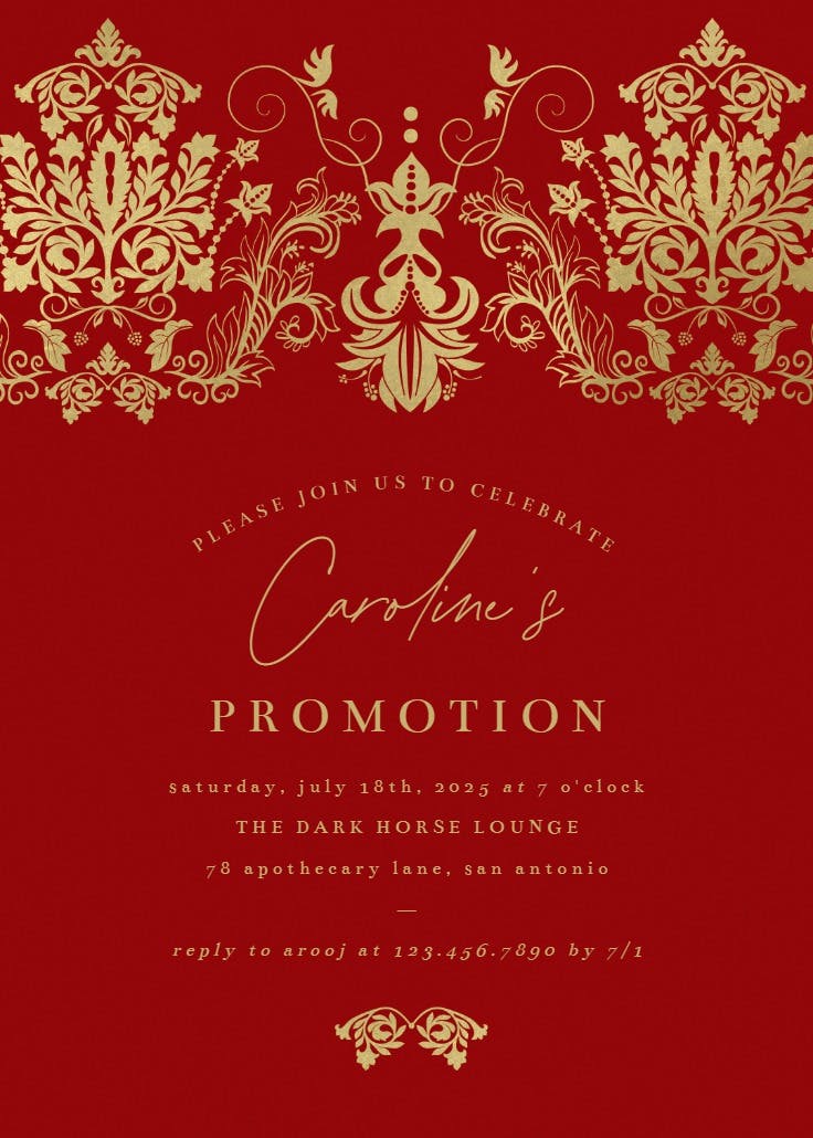 Elegant Damask - Business Events Invitation Template | Greetings Island